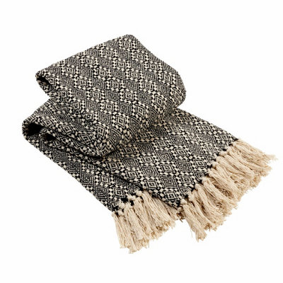 Casablanca Super Soft Cotton Throw in Black, 127 x 152cm