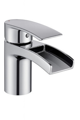 Cascada Mini Mono Basin Mixer Chrome - Compact Waterfall Design Tap ...
