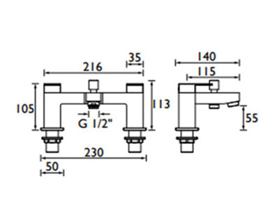 Cascade Edge Square Chrome Lever Basin Mixer Tap & Bath Shower Mixer Tap