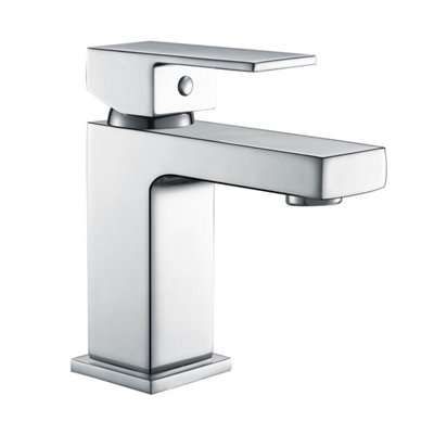 Cascade Edge Square Chrome Lever Basin Mixer Tap & Bath Shower Mixer Tap