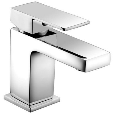 Cascade Edge Square Chrome Lever Basin Mixer Tap & Bath Shower Mixer Tap