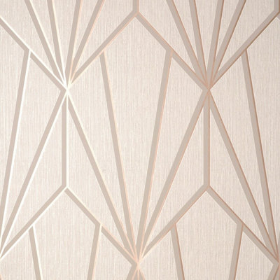 Cascade Geometric Wallpaper Cream / Rose Gold Fine Decor FD42846 | DIY ...