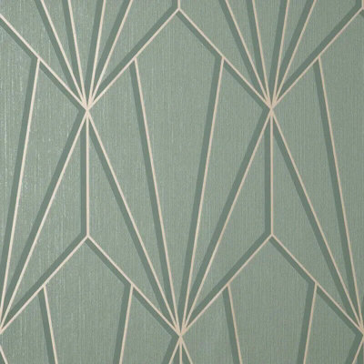 Cascade Geometric Wallpaper Sage / Gilver Fine Decor FD42848 | DIY at B&Q