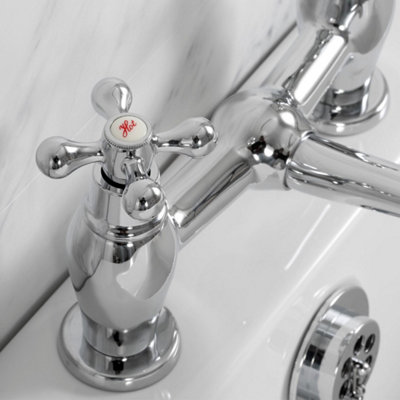 Cascade Penridge Traditional Bath Filler & Basin Tap Chrome Cross Head