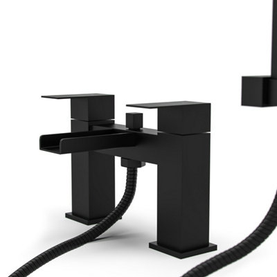 Cascade Waterfall Bath Shower Mixer Tap & Handset Matte Black