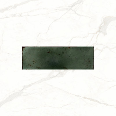 Cascadia Green Metro Brick Effect Ceramic Gloss Tile 200 x 65 mm