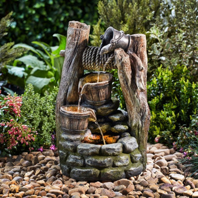 Cascading Buckets Wishing Well Water Feature, Light up LED, Self ...