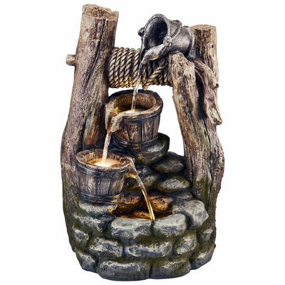 Cascading Buckets Wishing Well Water Feature, Light up LED, Self ...