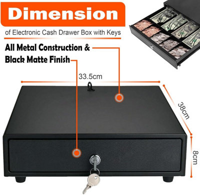 Cash Drawer for POS Systems, Heavy-Duty Metal Cash till with Key Lock ...