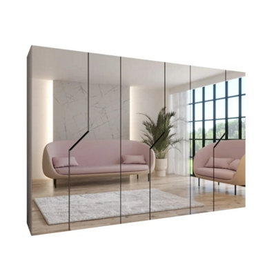 Cashmere Blomvik III Hinged Wardrobe 300 cm - Soft-Tone Full-Mirror ...