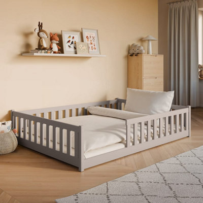 Cashmere Wooden Bed Mati EU Double 140x200cm - Floor-Hugging Frame with ...