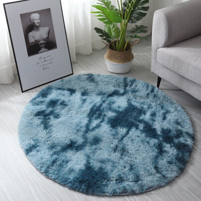 CASION Circle Round Shaggy Rug 100CM Living Room Bedroom Carpet Floor ...