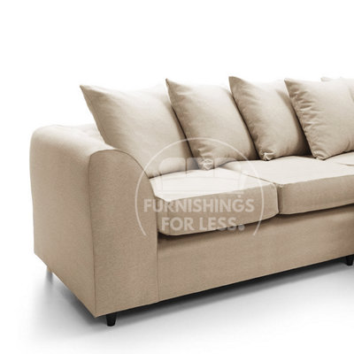 Casper Soft Chenille Fabric 5 Seater L Shaped Corner Sofa Beige ...