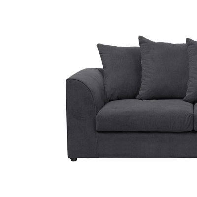 Casper Soft Chenille Fabric Fabric 2 Seater Sofa Black - Scatter Back