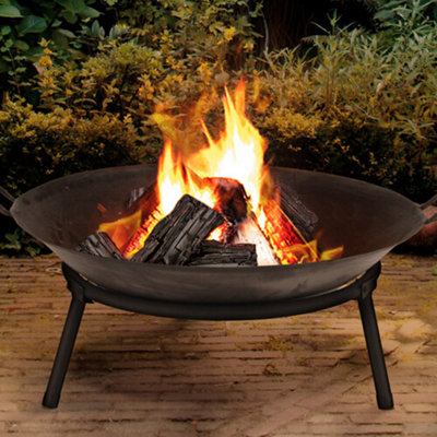 CAST IRON BLACK FIRE BOWL, TRADITIONAL OUTDOOR LOG FIRE PIT