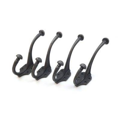 Cast Iron Dome Top Ribbed Coat Hook - Pack of 4 Hooks | DIY at B&Q