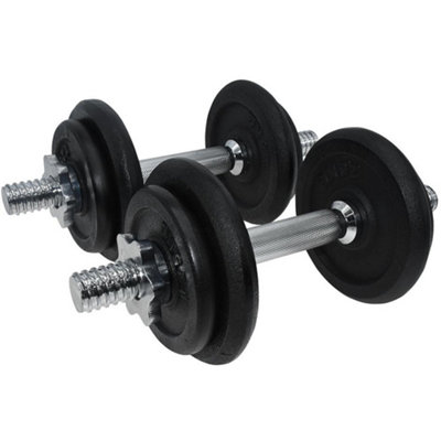 Cast Iron Dumbbell Set - 2x Handles 4x 1.25KG & 4x 2.5KG Plates ...
