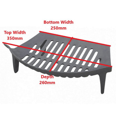 Cast Iron Fire Grate for 16" Fireplace Black Heavy Duty