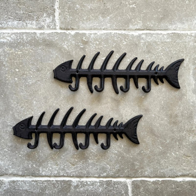Cast Iron Fish Bone Wall Hook Racks (Pack of 2) | DIY at B&Q
