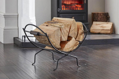 Cast Iron Folding Log Storage Rack Black - LOG03