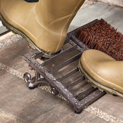 Cast Iron Free Standing Outdoor Garden Boot Brush and Scraper