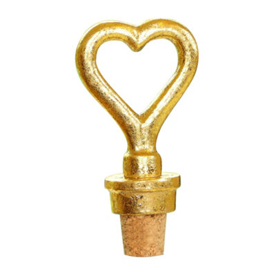 Cast Iron Gold Heart Design Oil Bottle Stopper Gift Idea