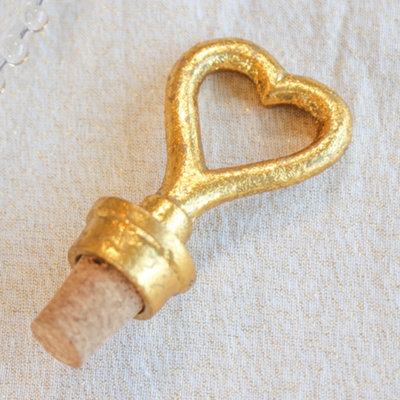 Cast Iron Gold Heart Design Oil Bottle Stopper Gift Idea