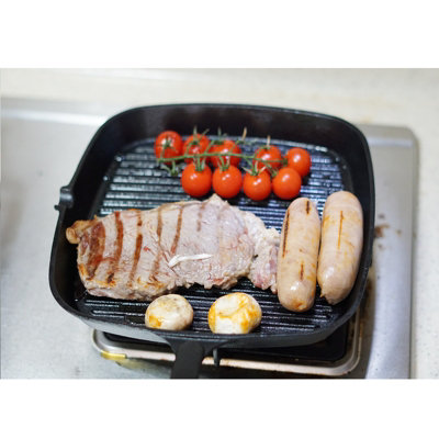 Cast Iron Griddle Pan Non Stick Square Frying Grill Fry Skillet Kitchen ...