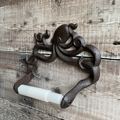Cast Iron Octopus Wall Dispenser, Floor Loo Roll Holder & Wall Hook