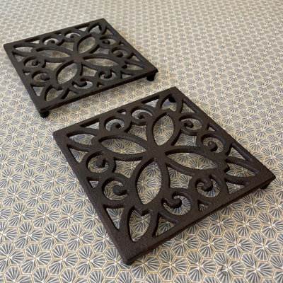 Cast Iron Square Table Trivet (Pack of 2) | DIY at B&Q