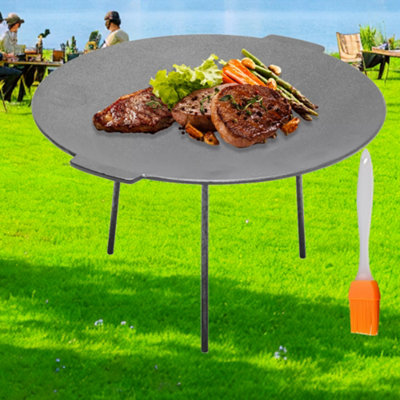 Cast Iron Stand Griddle Hot Plate BBQ Grill Cooking Camping Barbecue ...
