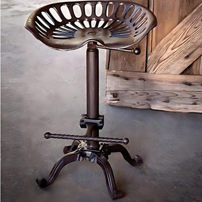Cast Iron Tractor Seat Bar Stool Vintage Industrial Rustic Swivel