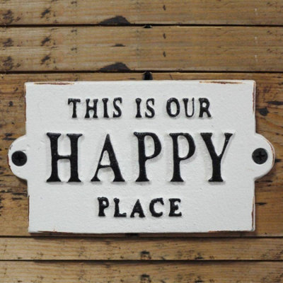 Cast Iron Wall Sign Happy Place | DIY at B&Q