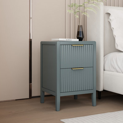 Castel 2 Drawer Grey Bedside Table