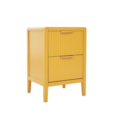 Castel 2 Drawer Mustard Bedside Table