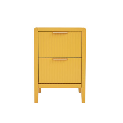 Castel 2 Drawer Mustard Bedside Table