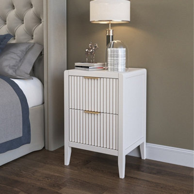 Castel 2 Drawer White Bedside Table