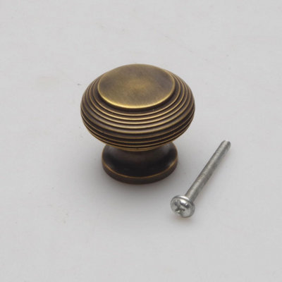 Castelion Large Antique Brass Beehive Cupboard Knob | DIY at B&Q