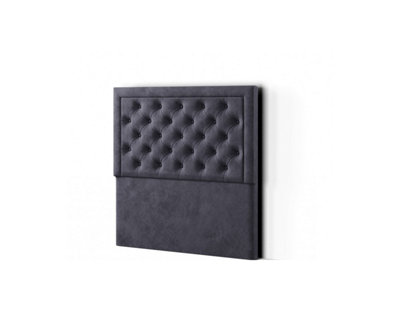 Castle Headboard Floor Standing Matching Buttons King Plush Steel | DIY ...