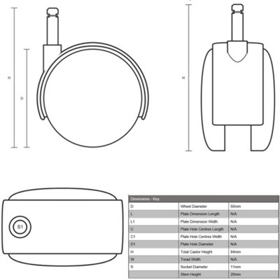 Castor wheel swivel replacements for Office chair Gaming Chair Desk ...