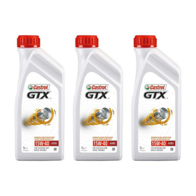 Castrol GTX Engine Oil 15W-40 A3/B3 1L (Pack of 3) | DIY at B&Q