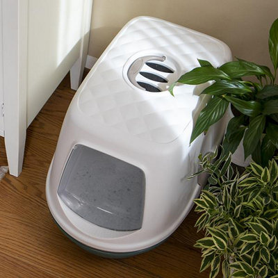 CAT CENTRE 58cm Grey Jumbo Hooded Scoopless Cat Litter Tray - Sieve Toilet