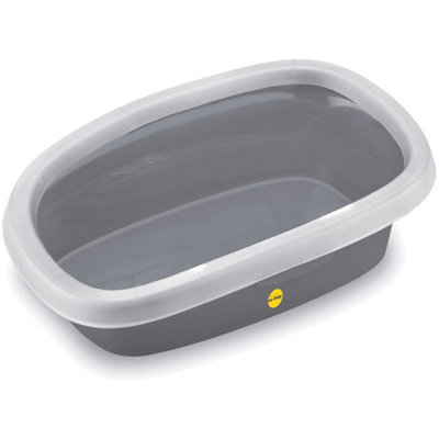 CAT CENTRE 58cm Grey Jumbo Open Cat Litter Tray Wide Rim Grey - Easy ...