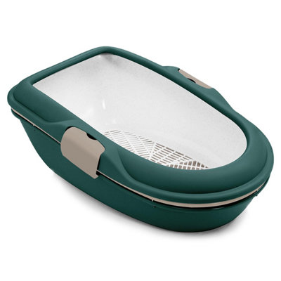 CAT CENTRE 59cm Green Jumbo Scoopless Open Cat Litter Tray - Built-in ...