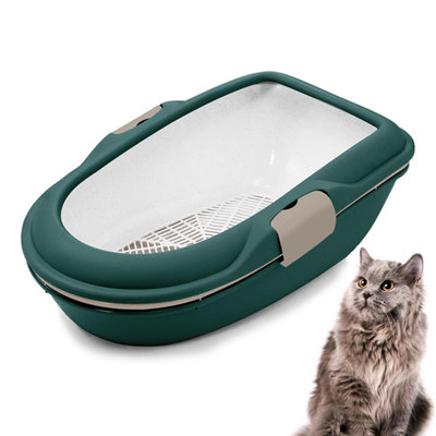 CAT CENTRE 59cm Green Jumbo Scoopless Open Cat Litter Tray - Built-in ...