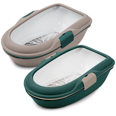 CAT CENTRE 59cm Grey Jumbo Scoopless Open Cat Litter Tray - Built-in ...