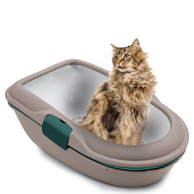 CAT CENTRE 59cm Grey Jumbo Scoopless Open Cat Litter Tray - Built-in ...