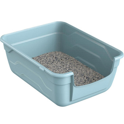 CAT CENTRE Blue Large Cat Litter Tray Box High Sided Deep Toilet Loo ...
