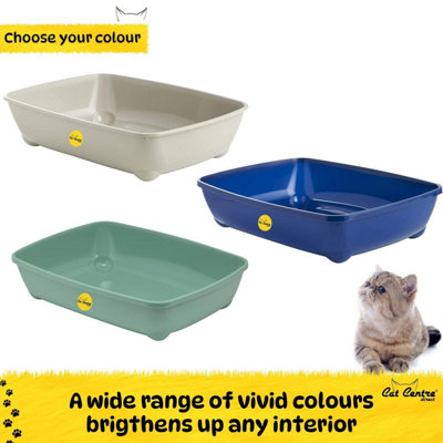 CAT CENTRE Green Jumbo Open Cat Litter Tray 56cm XL Pet Toilet Kitten ...
