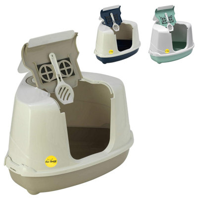 CAT CENTRE Grey Corner Hooded Litter Tray